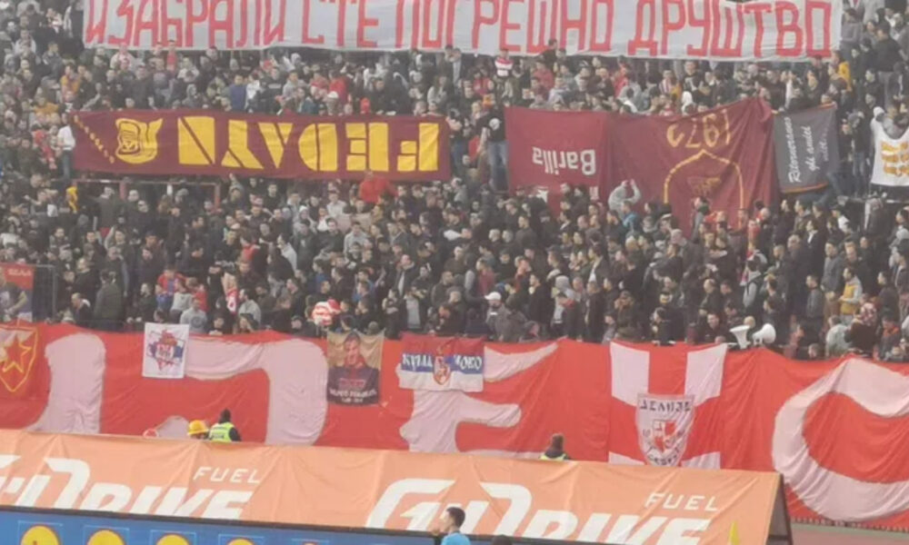 Gli ultras della Stella Rossa bruciano lo striscione storico dei Fedayn ...
